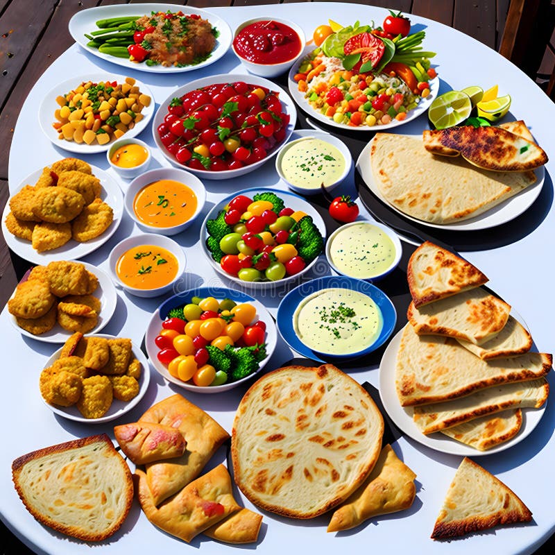 Colorful Dinner, AI-Generatet Stock Illustration - Illustration of ...