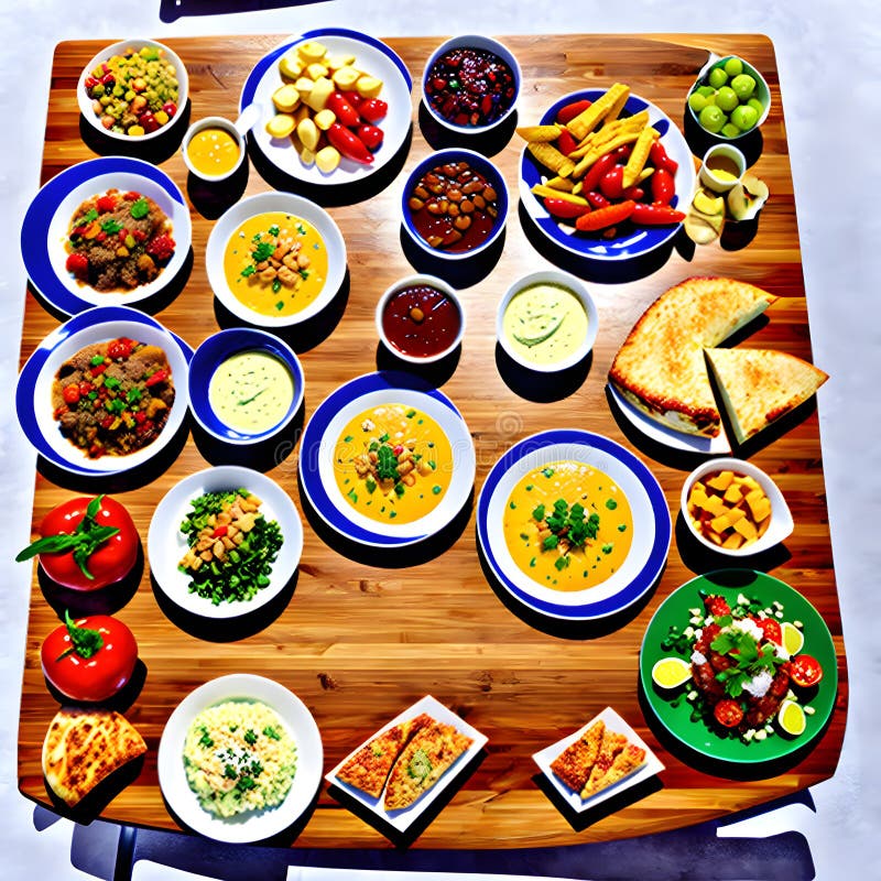 Colorful Dinner, AI-Generatet Stock Illustration - Illustration of ...