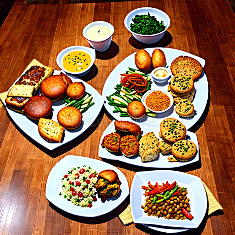 Colorful Dinner, AI-Generatet Stock Illustration - Illustration of ...