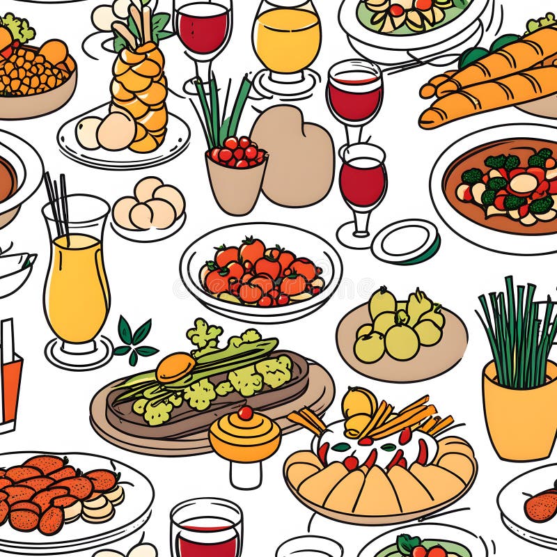 Colorful Dinner, AI-Generatet Stock Illustration - Illustration of ...