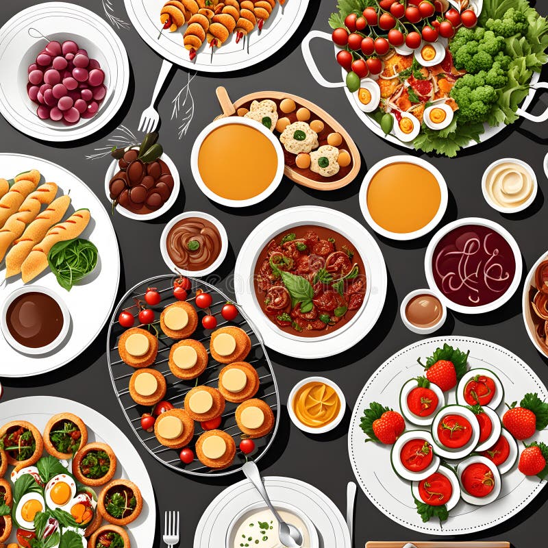 Colorful Dinner, AI-Generatet Stock Illustration - Illustration of ...