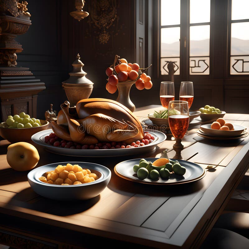 Colorful Dinner, AI-Generatet Stock Illustration - Illustration of ...