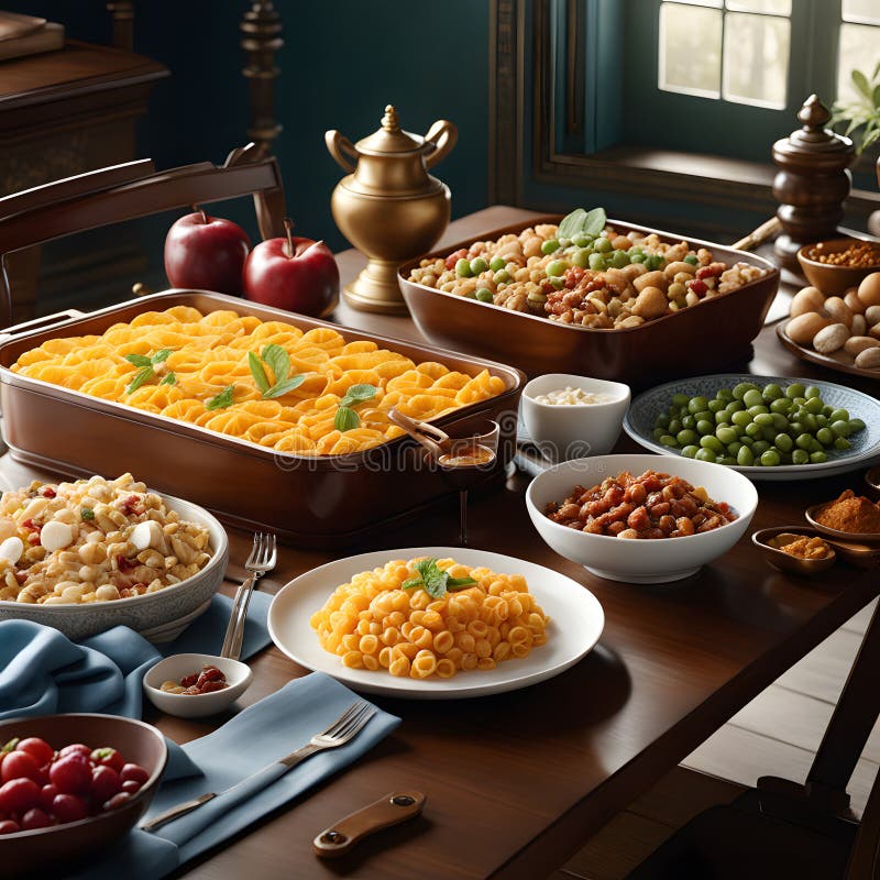 Colorful Dinner, AI-Generatet Stock Illustration - Illustration of food ...