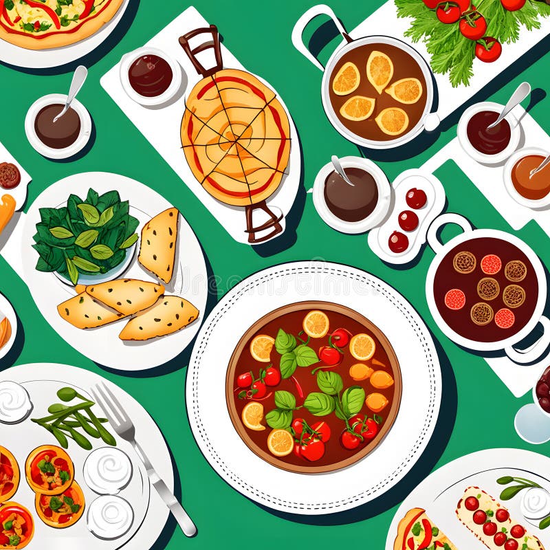 Colorful Dinner, AI-Generatet Stock Illustration - Illustration of ...