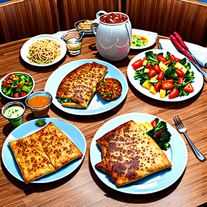 Colorful Dinner, AI-Generatet Stock Illustration - Illustration of ...