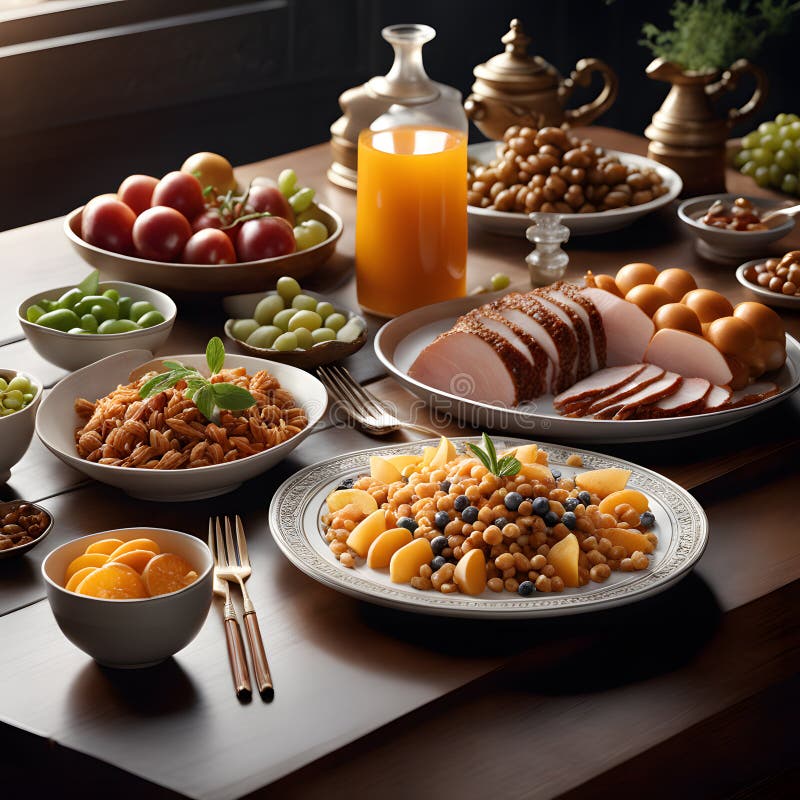 Colorful Dinner, AI-Generatet Stock Illustration - Illustration of ...