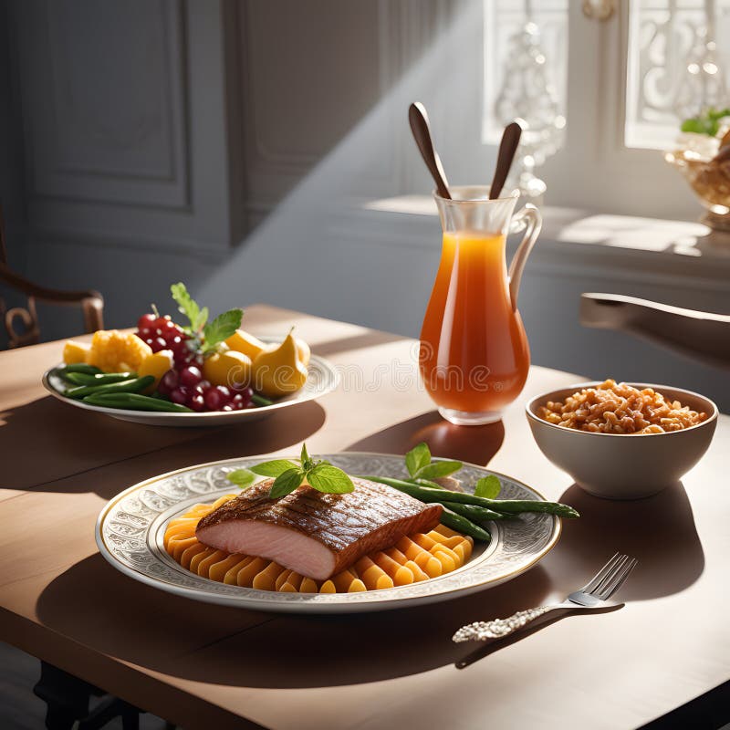 Colorful Dinner, AI-Generatet Stock Illustration - Illustration of ...