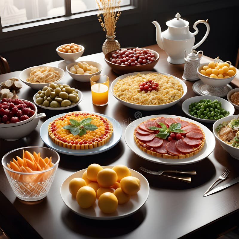 Colorful Dinner, AI-Generatet Stock Illustration - Illustration of ...