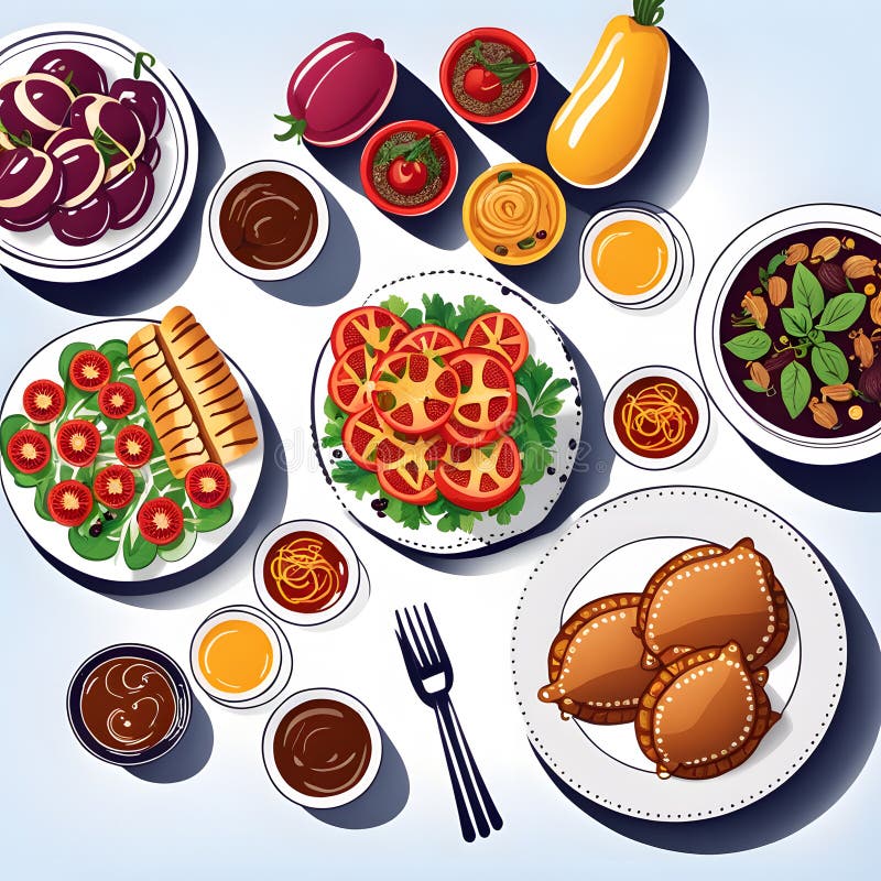 Colorful Dinner, AI-Generatet Stock Illustration - Illustration of ...