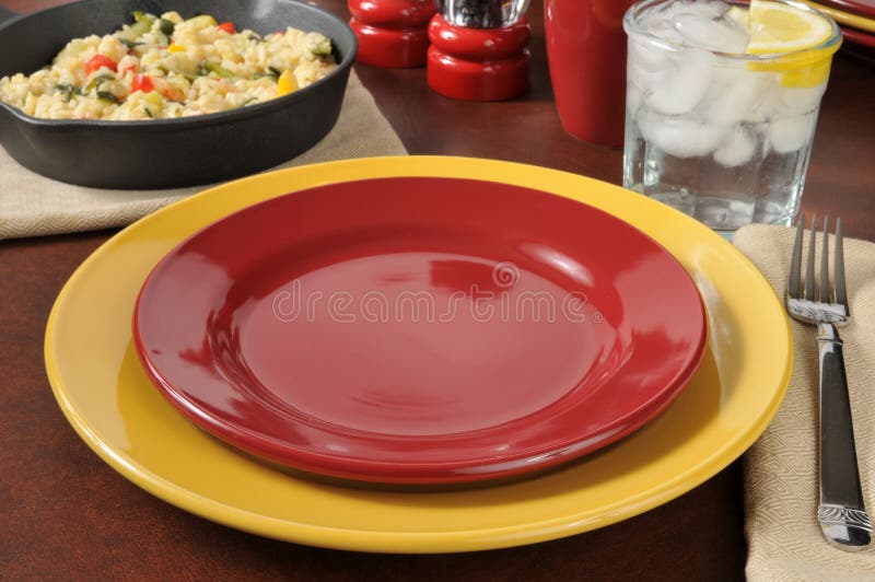 Colorful dinner service stock photo. Image of color, column - 14682444