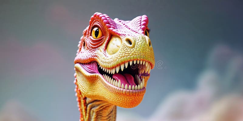 A Colorful Dinosaur with a Big Smile on Its Face Stock Photo - Image of ...