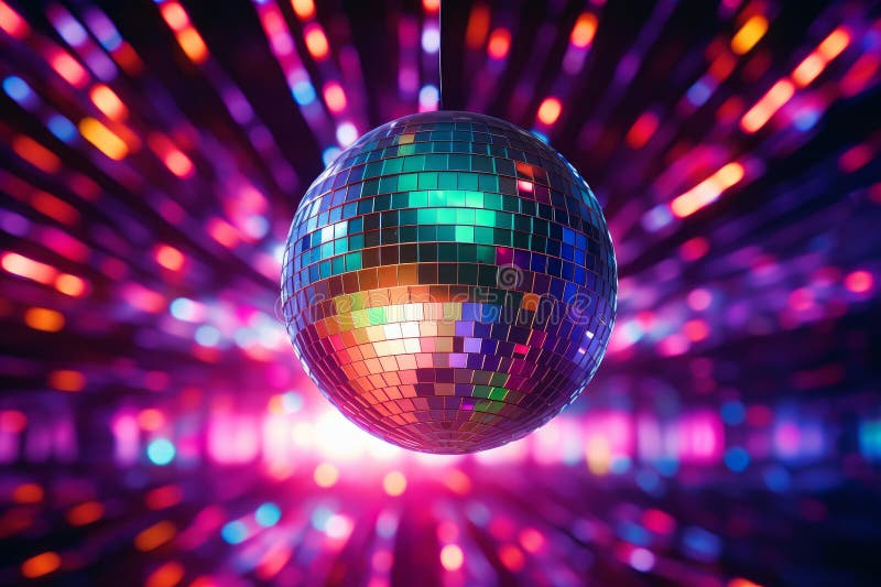 A Colorful Disco Ball with Bright Rays, a Night Party or a Disco Stock ...