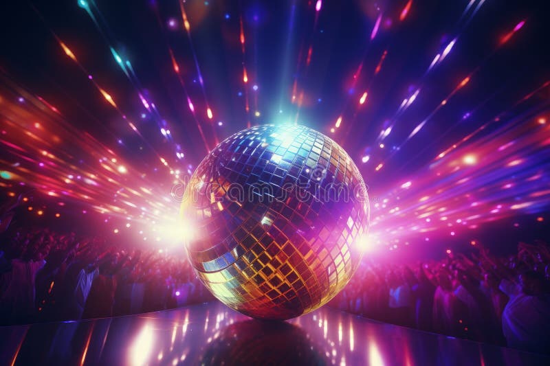 A Colorful Disco Ball with Bright Rays, a Night Party or a Disco Stock ...