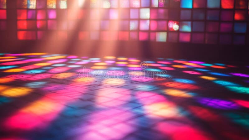 Colorful Disco Dance Floor with Bright Lights Stock Illustration ...