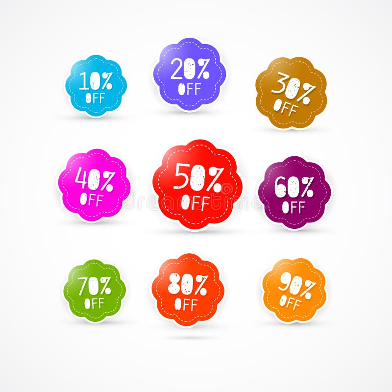 Colorful Discount Labels Set Stock Vector - Illustration of style ...