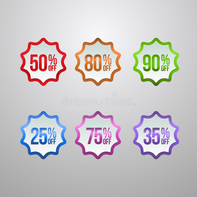 Colorful Discount Offer Price Label Set Stock Vector - Illustration of ...