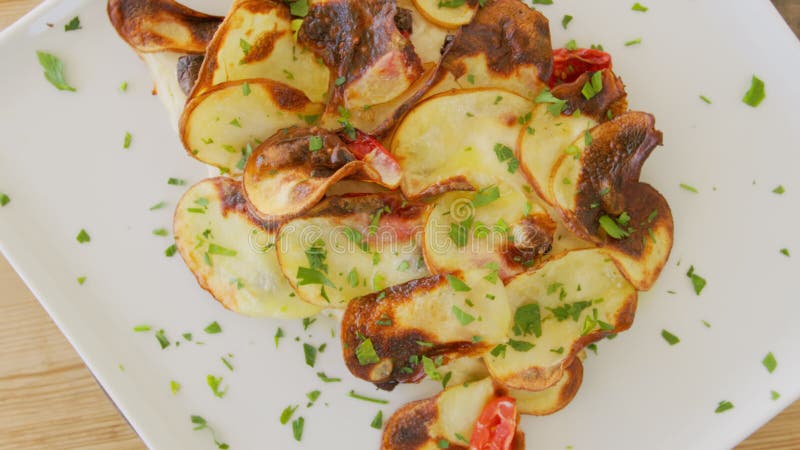Colorful Dish Made of Potato and Tomato at the Summer Resort Stock ...