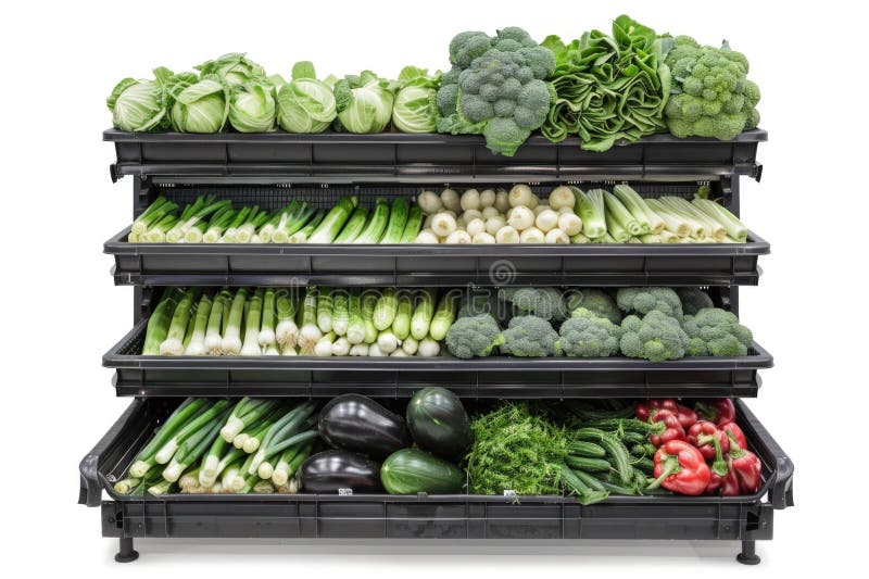 A Colorful Display Case Filled with Various Vegetables Stock Image ...