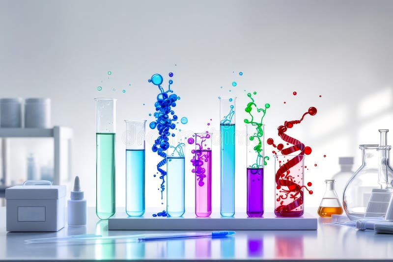 Colorful Display Chemistry Test Tubes White Background Stock Photos ...