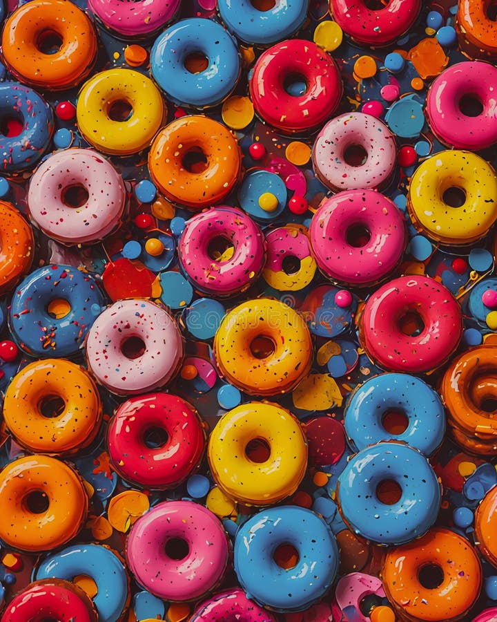 A Colorful Display of Colorful Doughnut Stock Illustration ...