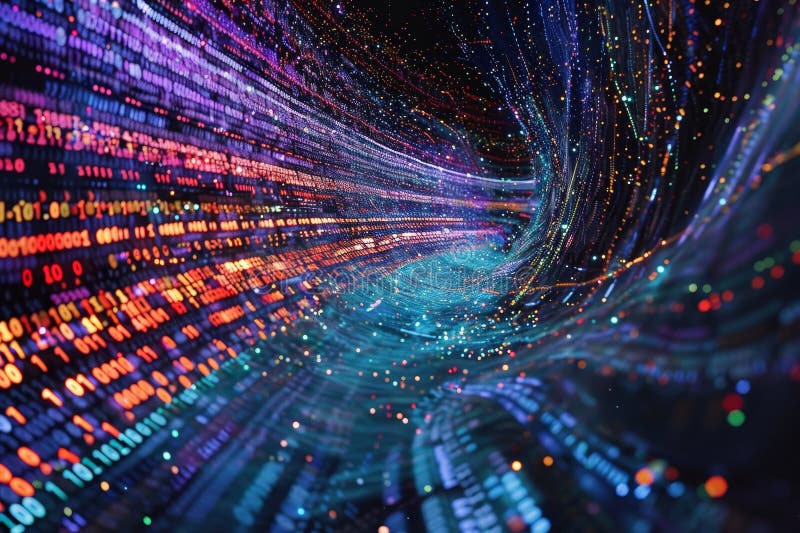 A Colorful Display of Computer Code Shines Brightly in a Dark Tunnel ...