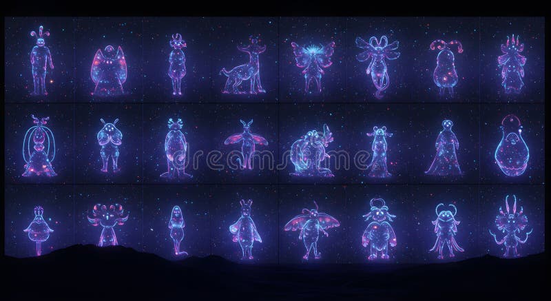 Colorful Display of Cosmic Creatures in Glowing Stars and Ethereal ...