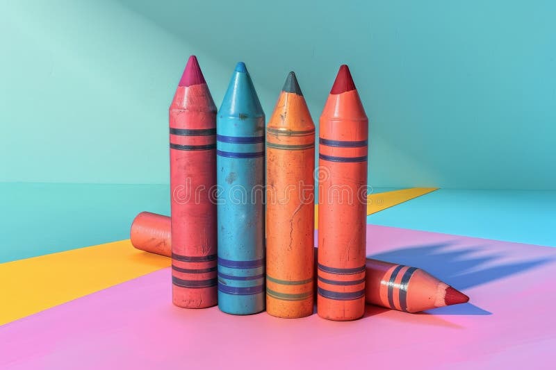 A Colorful Display of Crayons Arranged in a Row with Generative AI ...