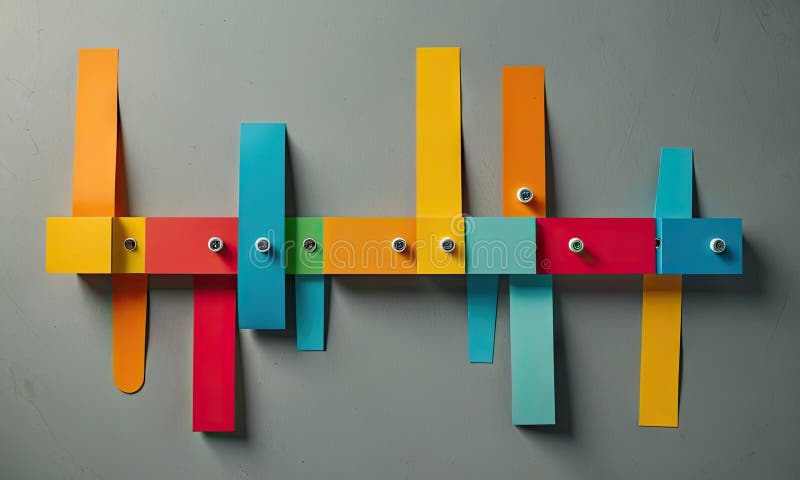 A Colorful Display of Different Colored Sticks is on the Wall. Stock ...