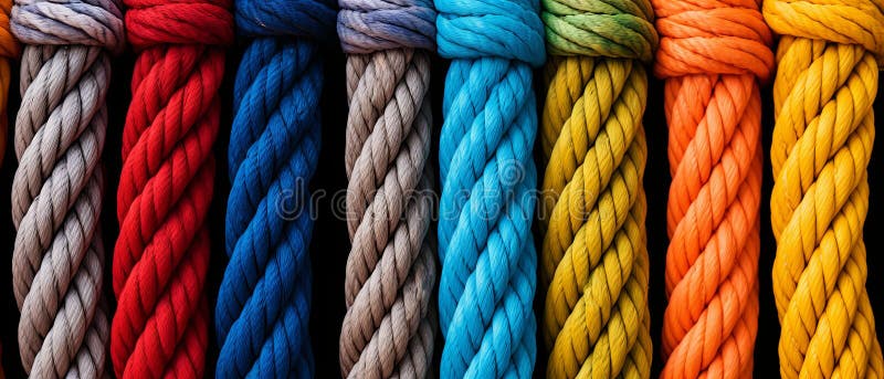 A Row of Multicolored Ropes Hanging on a Wall Stock Photo - Image of ...