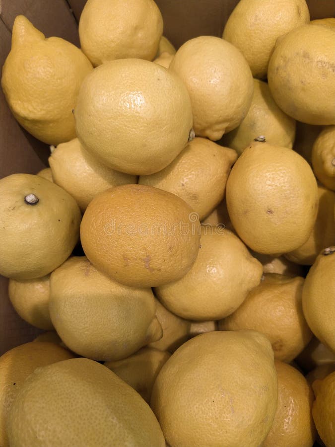 Colorful Display of Lemons in Market. Top View Stock Image - Image of ...