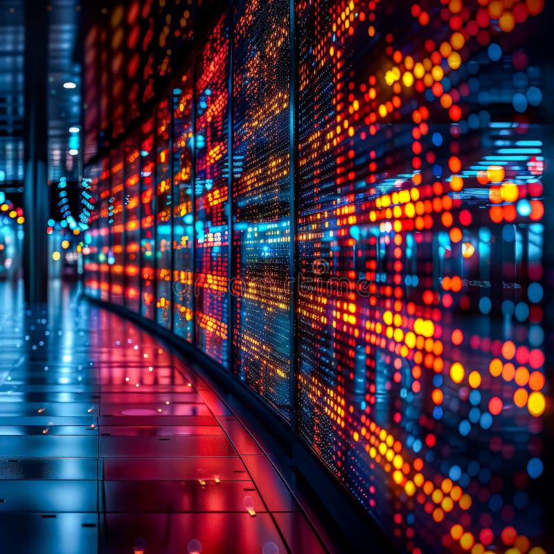 A Colorful Display of Lights and Dots on a Wall Stock Photo - Image of ...