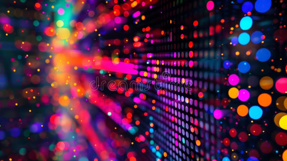 A Colorful Display of Lights and Patterns Creates a Vibrant Digital ...