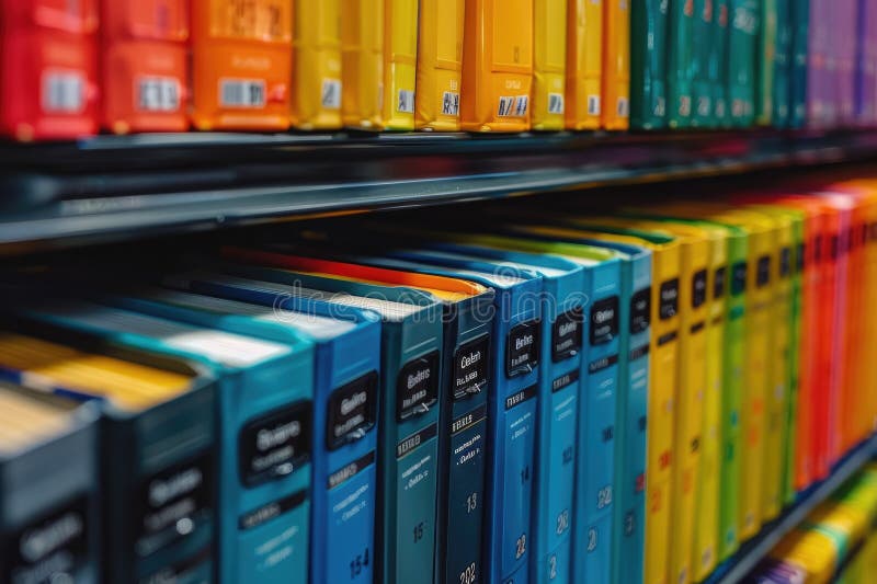 Colorful Bookshelf: Vibrant Collection of Bound Volumes in a Library or ...