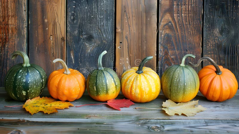 A Colorful Display of Pumpkins and Leaves Stock Illustration ...