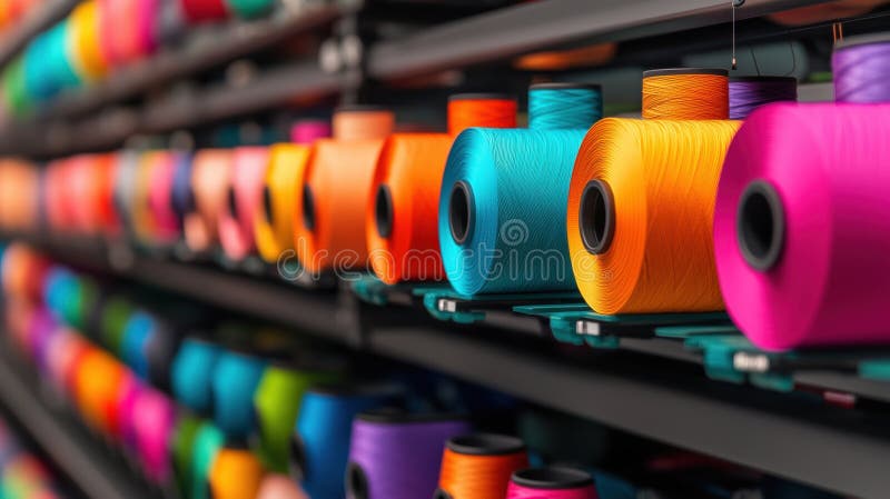 Colorful Spools Thread Organized Vibrant Warehouse Display Stock Photos ...