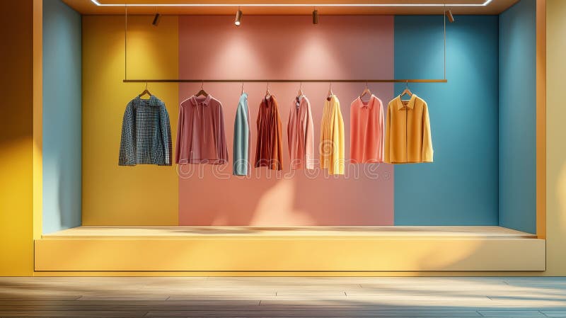 Colorful Display of Various Shirts Hanging on a Wall in a Retail Store ...