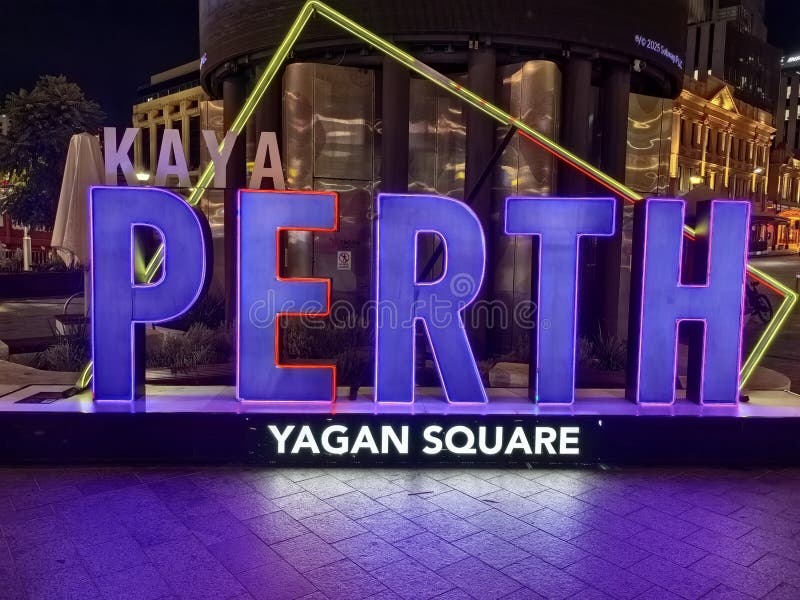 Colorful Display at Yagan Square, Perth, Australia. Stock Image - Image ...