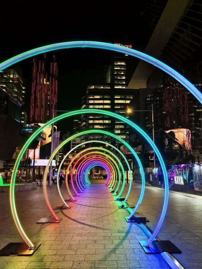 Colorful Display at Yagan Square, Perth, Australia. Stock Photo - Image ...