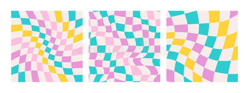 Pink Distorted Checkerboard Groovy Background. Stock Illustration ...