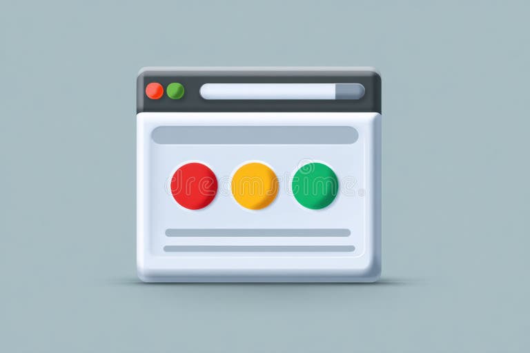 Colorful Distorted Icon on Web Browser Tab with Three Circular Buttons ...