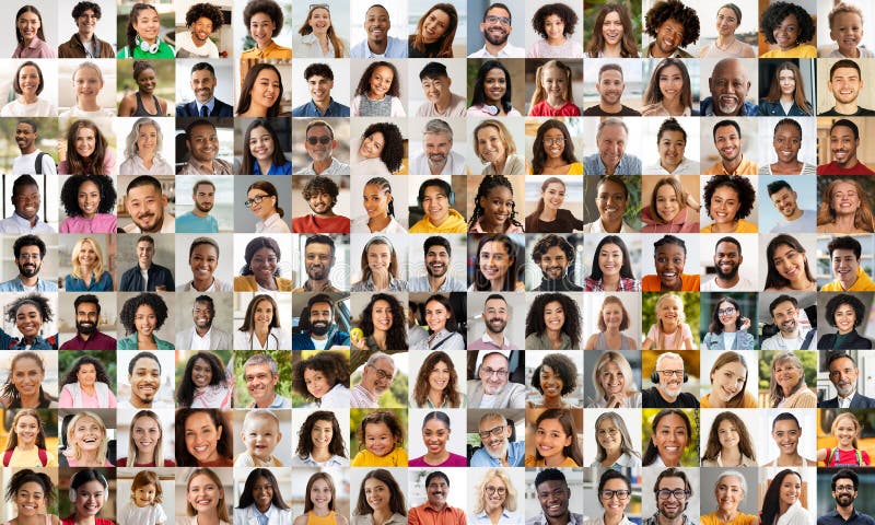 Colorful Diverse Faces Collage, Concept of Unity Stock Image - Image of ...