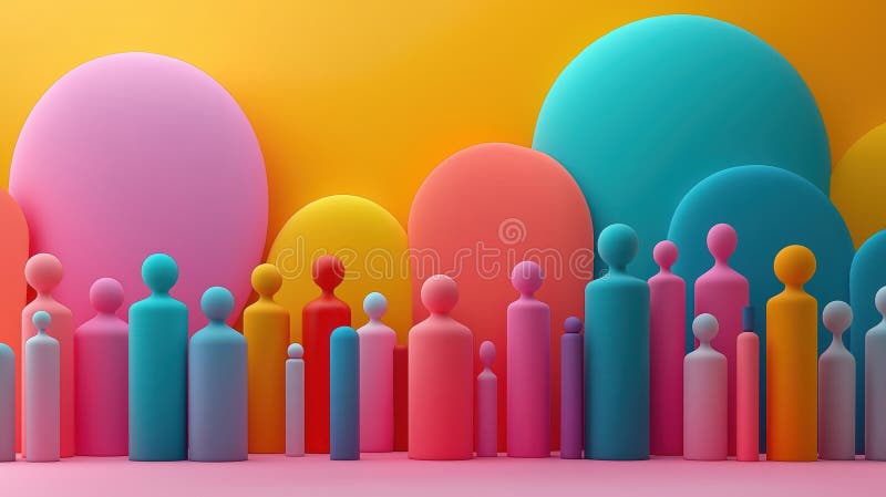 Colorful Diverse Figures Symbolize Various Audiences. Colorful Abstract ...