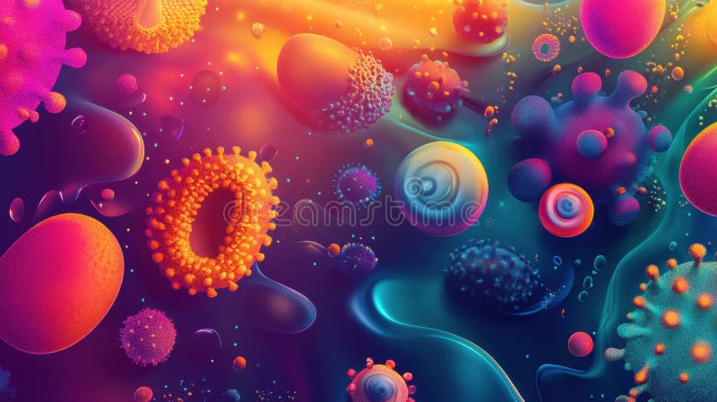 Microscopic Microbes Exhibiting Diverse Shapes and Vibrant Textures in ...