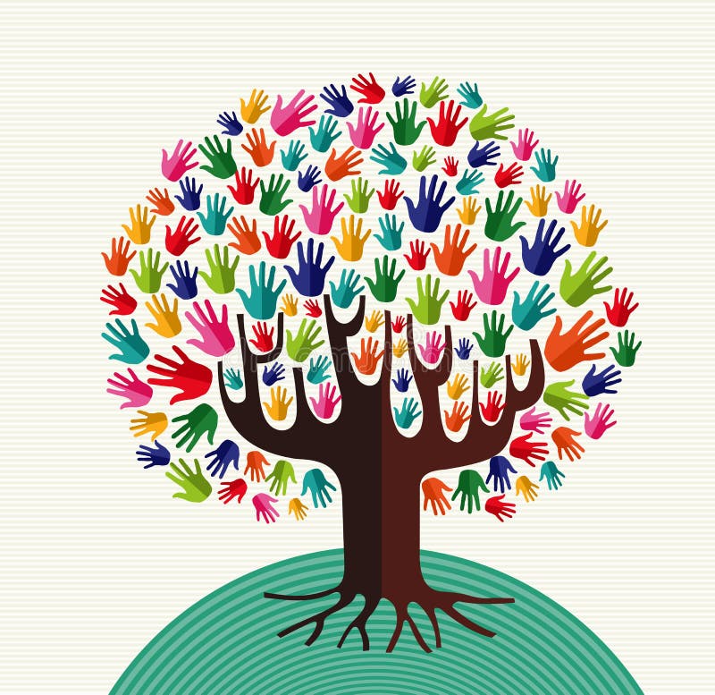 Isolated Diversity Tree Hands Stock Vector - Illustration of hope ...