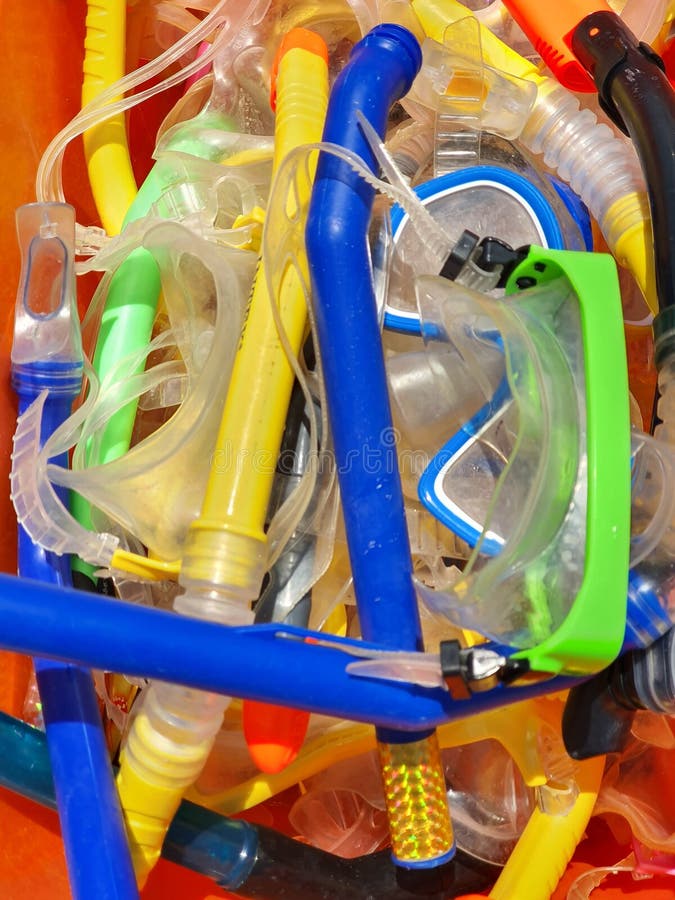 Colorful Diving Equipment in a Basket Stock Image - Image of cyprus ...