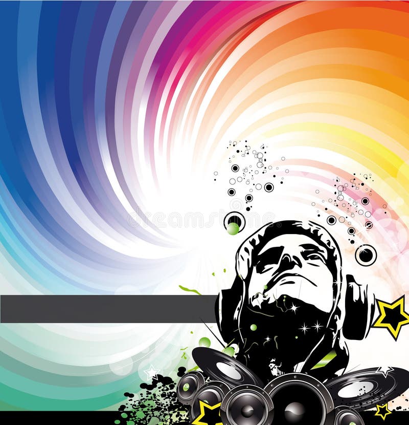 Colorful DJ Disco Flyer with Rainbow Colours Stock Vector ...