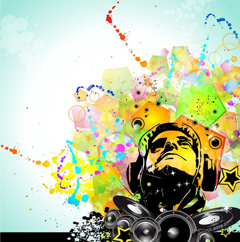 Colorful DJ Disco Flyer with Rainbow Colours Stock Vector ...