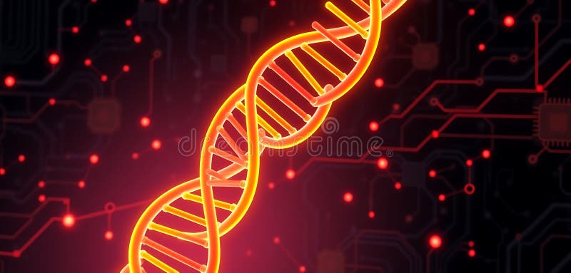 Colorful DNA Double Helix Structure Set Against a Dark Background with ...