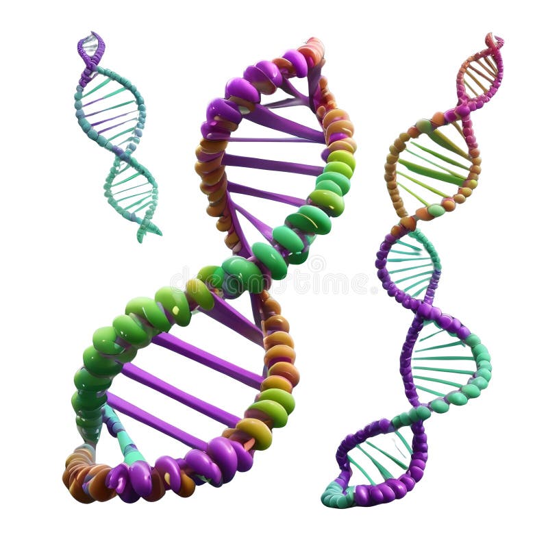 Colorful DNA Double Helix Structures: a 3D Rendering of Genetic Code ...