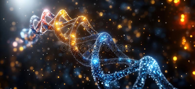 Colorful DNA Helix with Sparkling Particles Representing Genetic Structure and Science Stock ...
